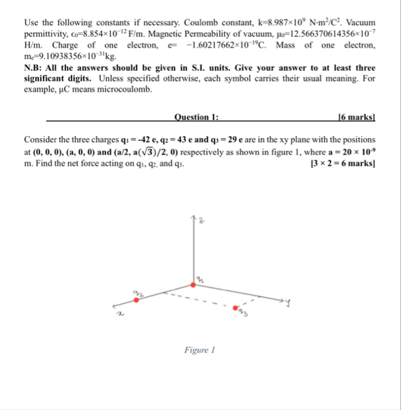 Solved Use the following constants if necessary. Coulomb | Chegg.com