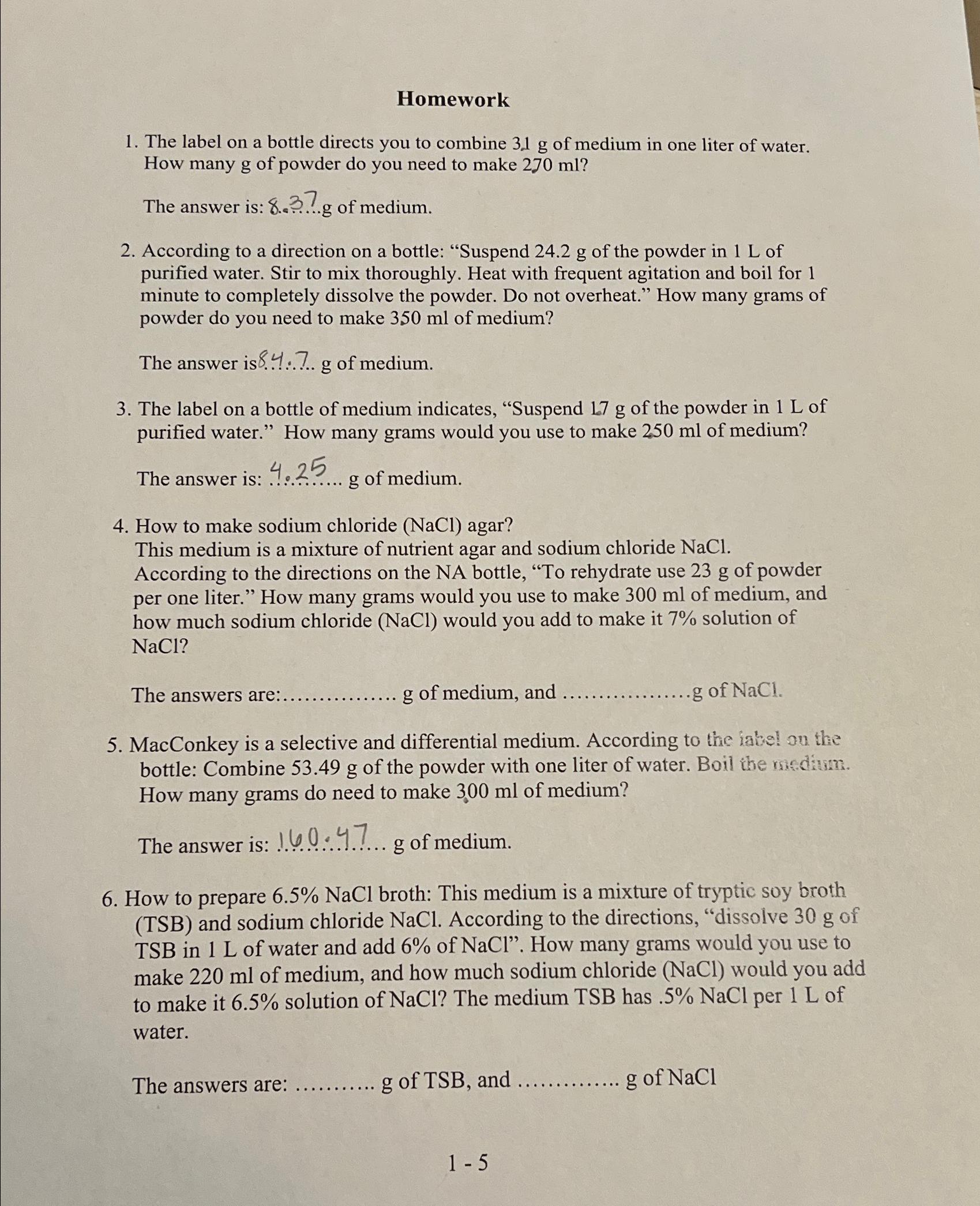 Solved HomeworkThe label on a bottle directs you to combine | Chegg.com