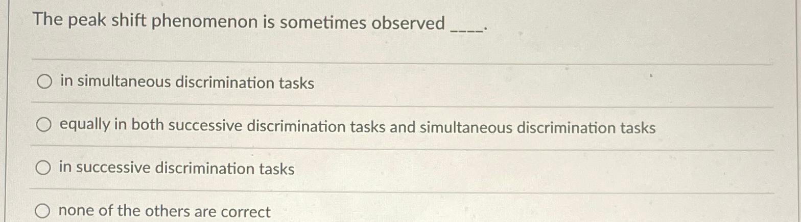 Solved The peak shift phenomenon is sometimes observedin | Chegg.com