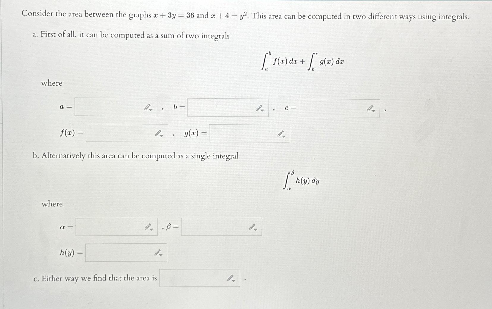 Solved Consider the area between the graphs x+3y=36 ﻿and | Chegg.com