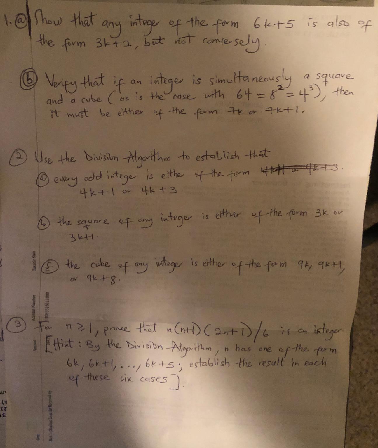 Solved (9) ﻿Show that any integer of the form 6k+5 ﻿is also | Chegg.com