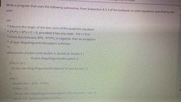 Solved Write A Program That Uses The Following Subroutine