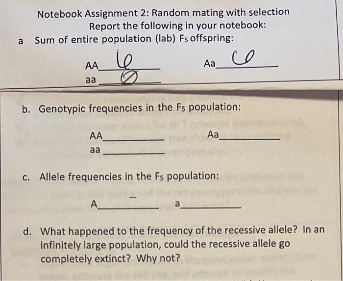 Notebook Assignment 1: Random Mating Without | Chegg.com