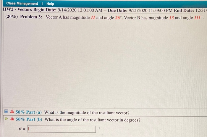 Solved Class Management | Help HW2 - Vectors Begin Date: | Chegg.com