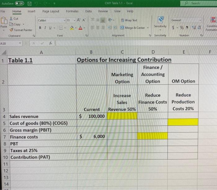 Solved AutoSave OIP Chon Table 1.1 - Excel ANNON File Home | Chegg.com