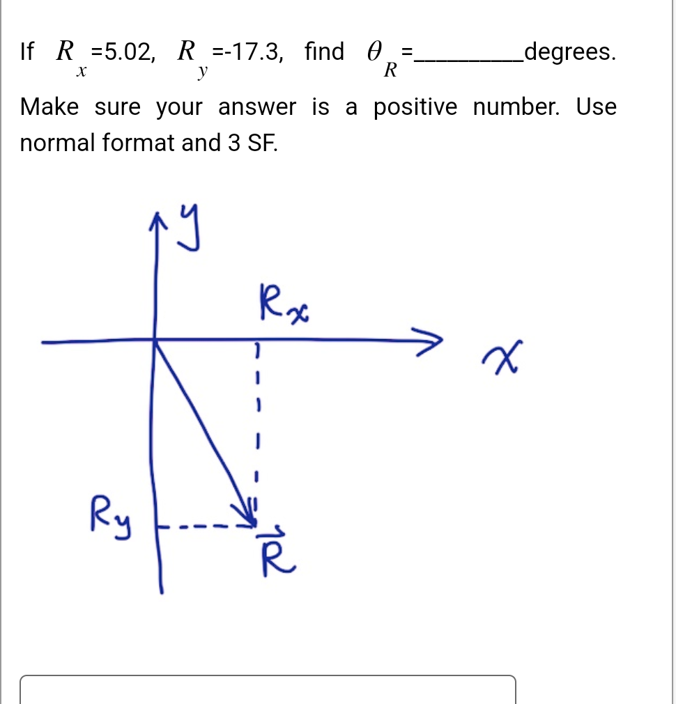 Solved If Rx=5.02,Ry=−17.3, find θR= degrees. Make sure your | Chegg.com