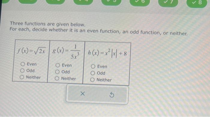 Solved Three functions are given below. For each, decide | Chegg.com