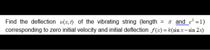 Solved Find the deflection u(x,t) of the vibrating string | Chegg.com