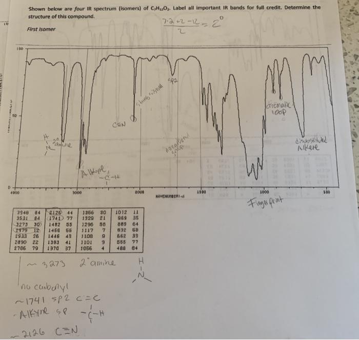 Solved Shown below are four IR spectrum (isomers) of C,H,O,. | Chegg.com