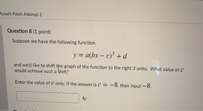 Solved Question 1 (1 point) Evaluate f(x - 1) given f(x) = | Chegg.com