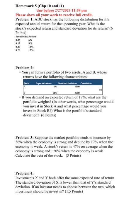 Solved Homework 5 (Chp 10 and 11) due before 2/27/2023 11:59 | Chegg.com