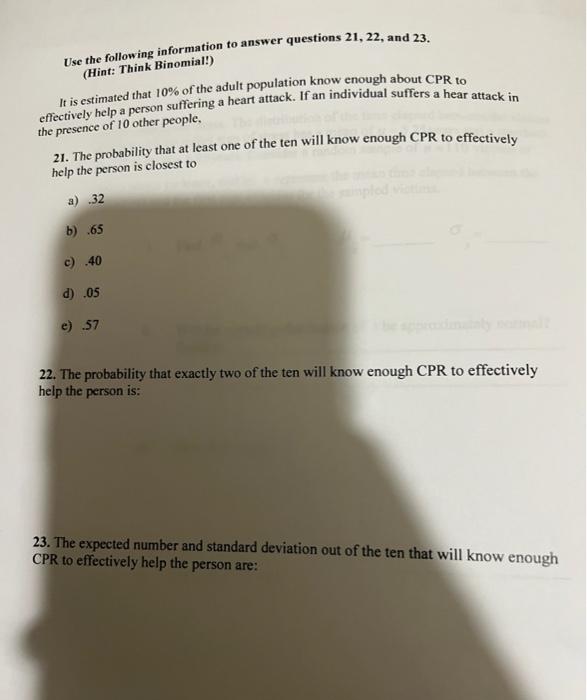 Solved Use the following information to answer questions 21, | Chegg.com