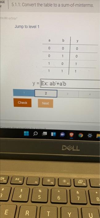 Solved NGE Y 5.1.1: Convert the table to a sum-of-minterms. | Chegg.com
