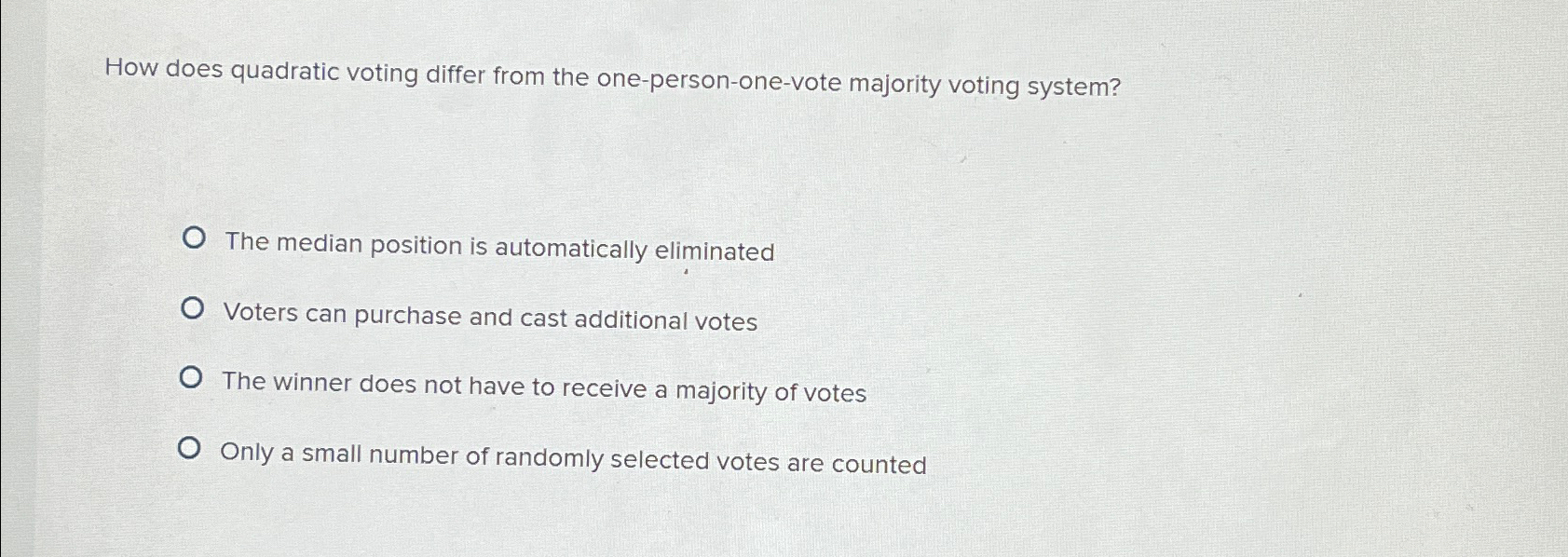 Solved How does quadratic voting differ from the | Chegg.com