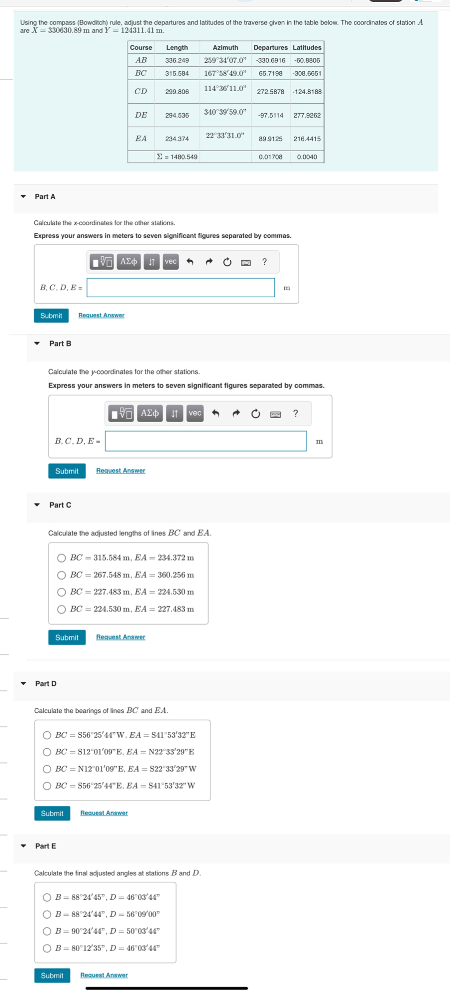 Solved Using the compass (Bowditch) ﻿rule, adjust the | Chegg.com
