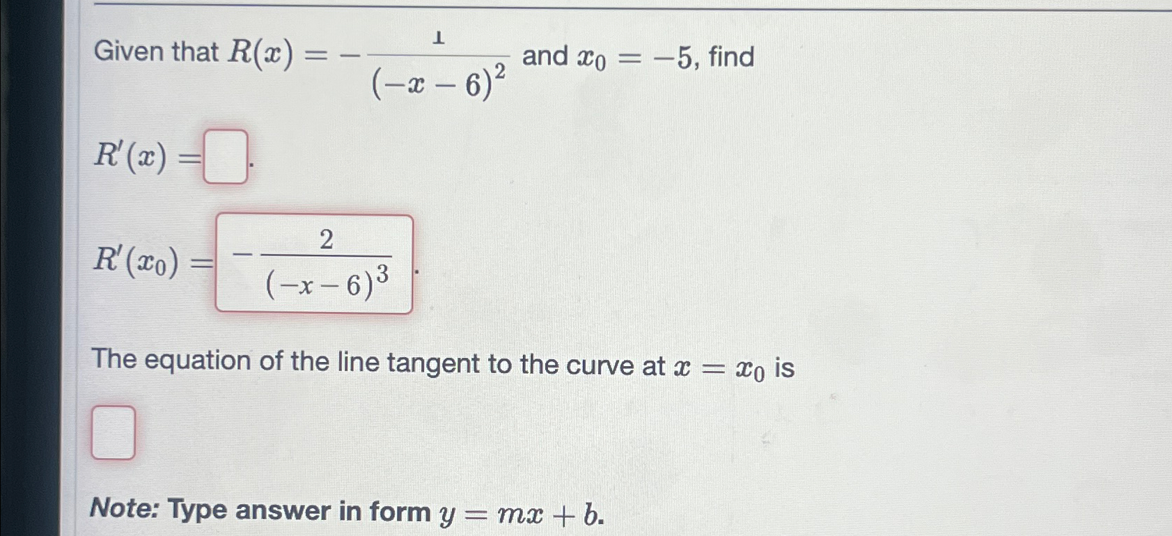 Solved Given that R(x)=-1(-x-6)2 ﻿and x0=-5, | Chegg.com