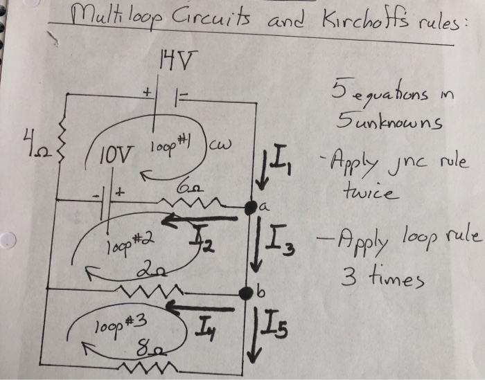 Solved Multi loop Circuits and Kircholts rules: 145 5 | Chegg.com