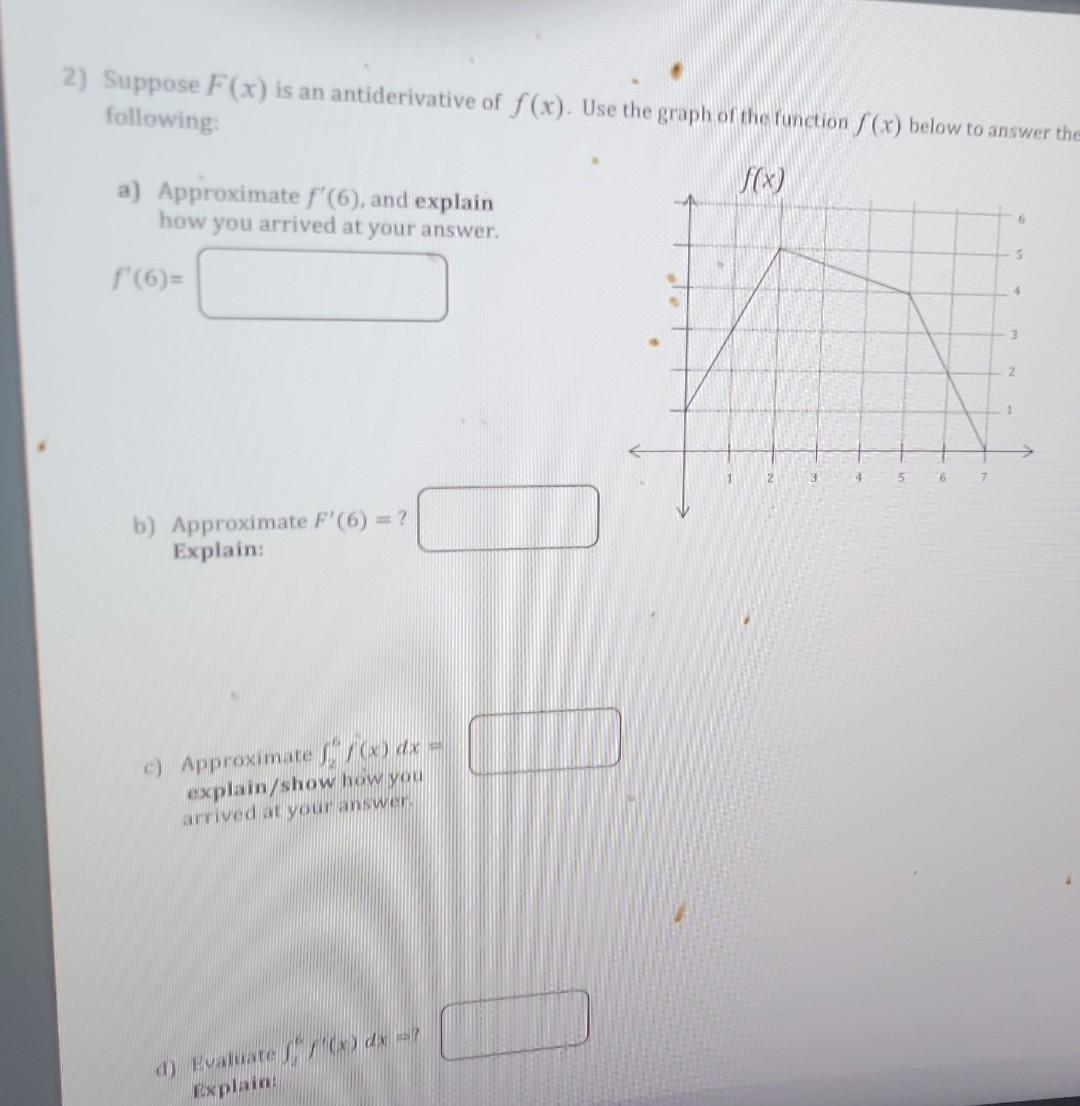 Solved 1) Let G(x)=∫f(t)dt, where f is the function whose | Chegg.com