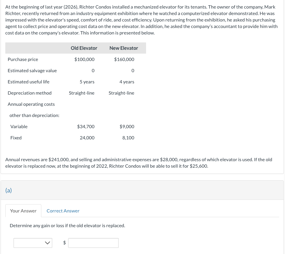 Solved At the beginning of last year (2026), ﻿Richter Condos | Chegg.com