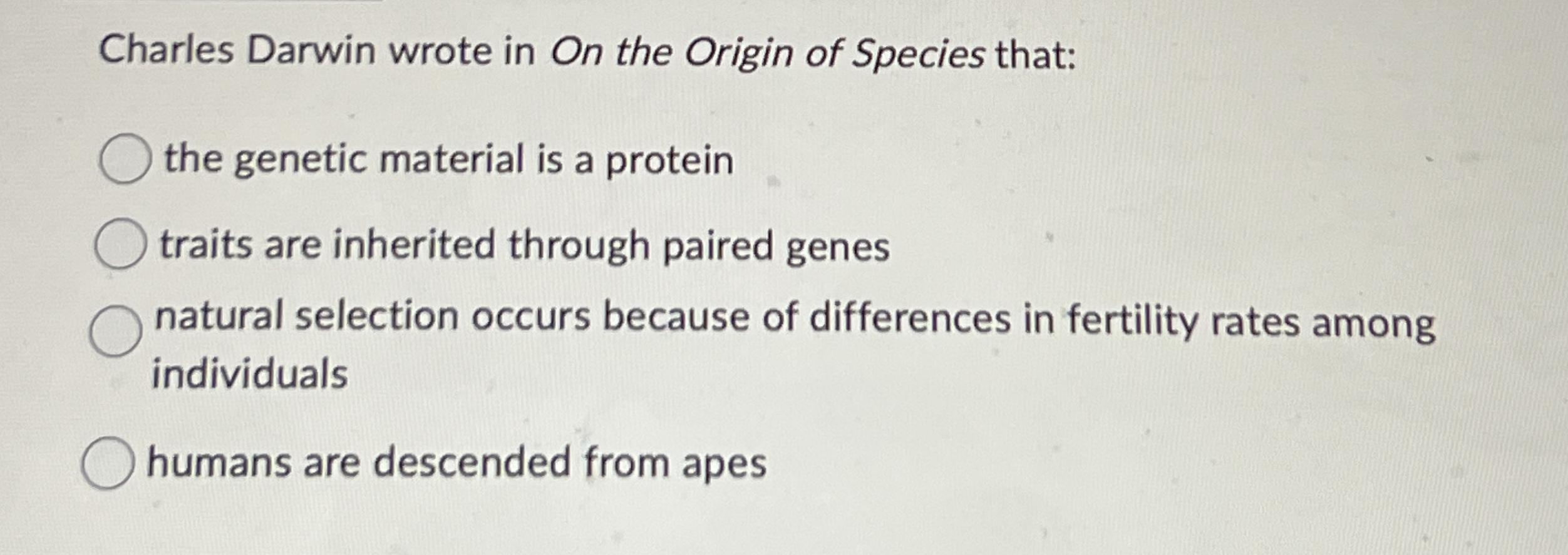 Solved Charles Darwin wrote in On the Origin of Species | Chegg.com