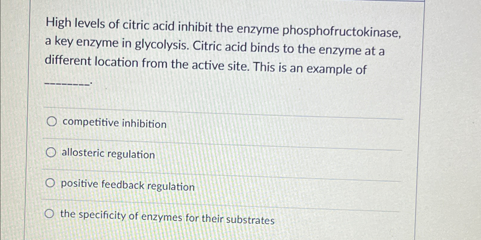 Solved High levels of citric acid inhibit the enzyme | Chegg.com