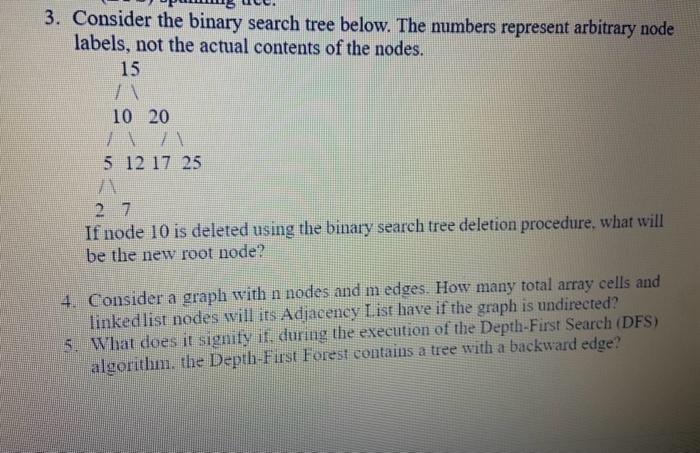Solved 3. Consider the binary search tree below. The numbers | Chegg.com