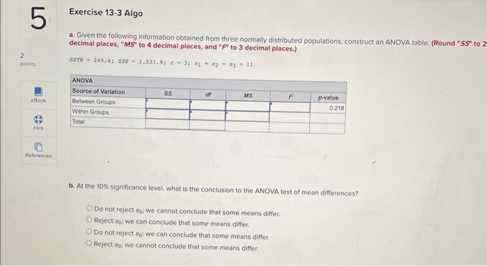 Solved a. Glven the following information obtained from | Chegg.com