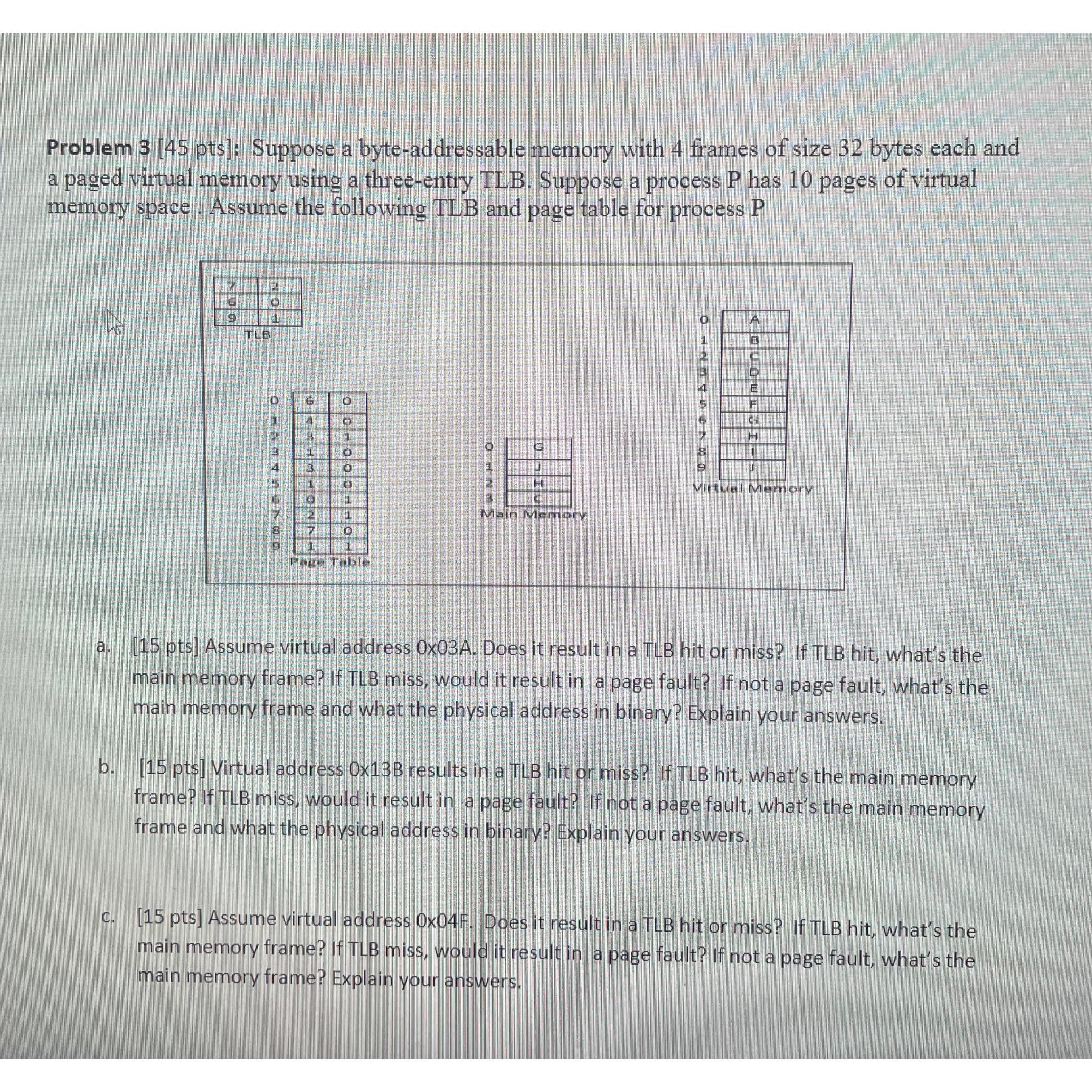Solved Problem 3 [ 45 ﻿pts]: Suppose a byte-addressable | Chegg.com
