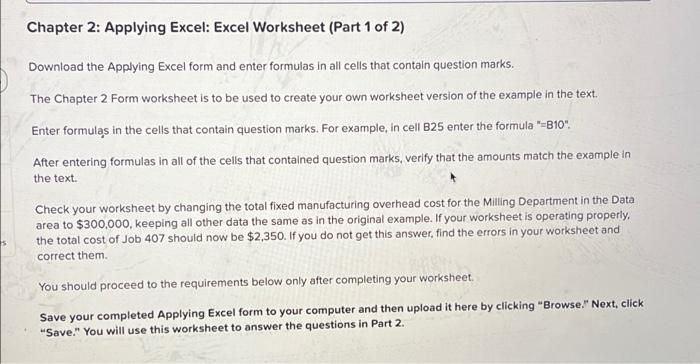 Chapter 2: Applying Excel: Excel Worksheet (Part 1 of | Chegg.com