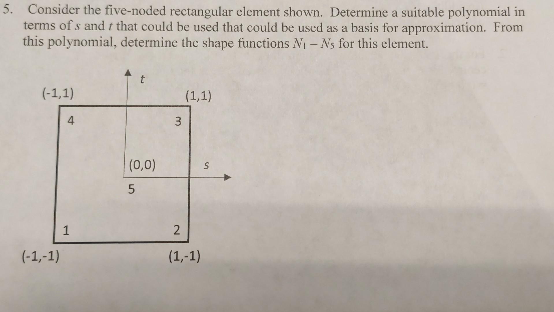 Consider the five-noded rectangular element shown. | Chegg.com