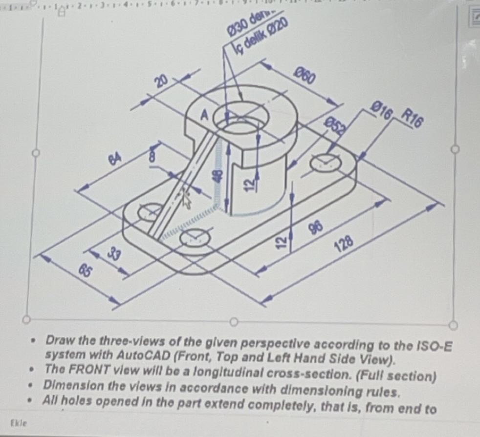 Solved Draw the three-views of the given perspectlve | Chegg.com