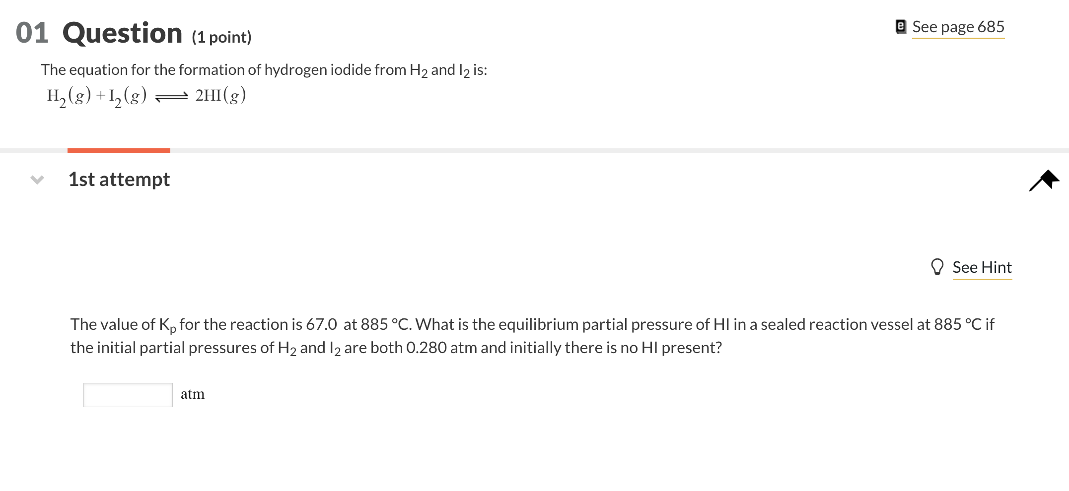 Solved The equation for the formation of hydrogen iodide | Chegg.com