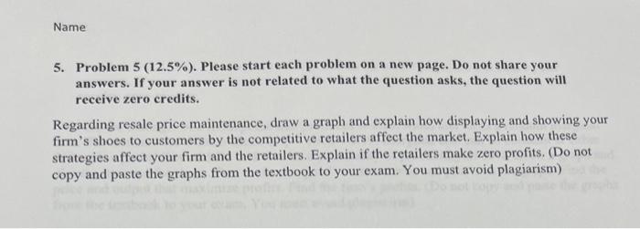 Solved 5. Problem 5(12.5%). Please start each problem on a | Chegg.com Solved 5. Problem 5(12.5%). Please start each problem on a | Chegg.com