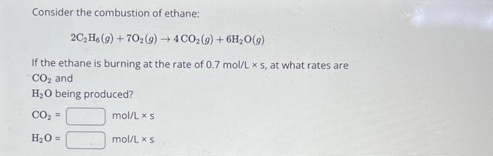 Solved Consider the combustion of ethane: | Chegg.com