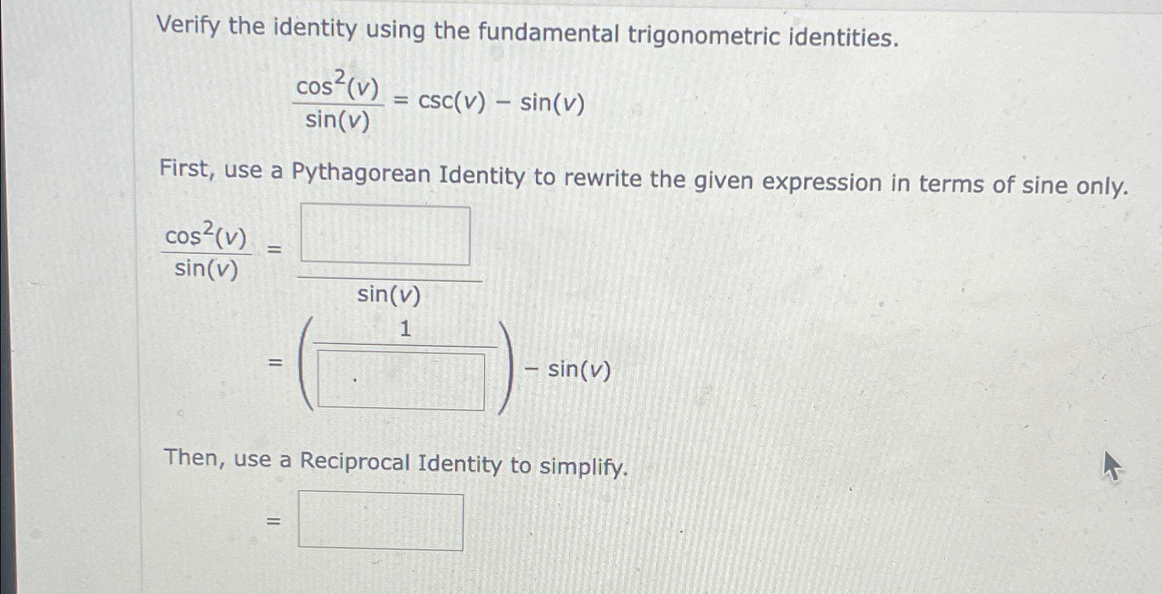 Solved Verify the identity using the fundamental | Chegg.com