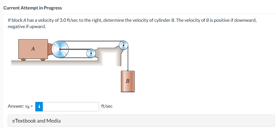 Current Attempt in ProgressIf block A has a velocity | Chegg.com