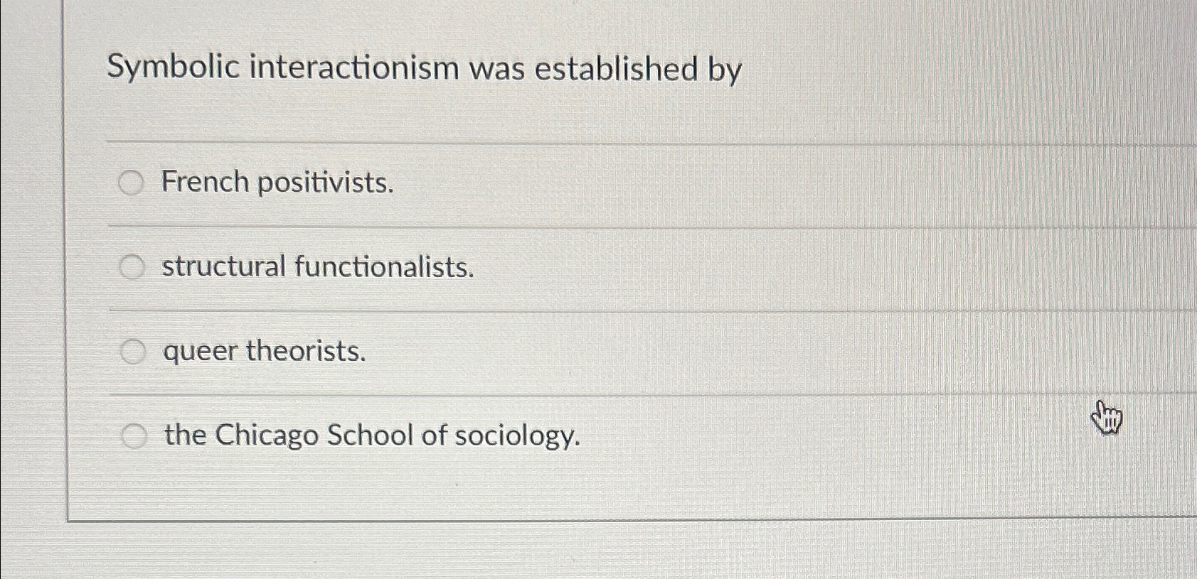 Solved Symbolic interactionism was established byFrench | Chegg.com