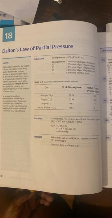 Dalton's Law of Partial Pressure | Chegg.com