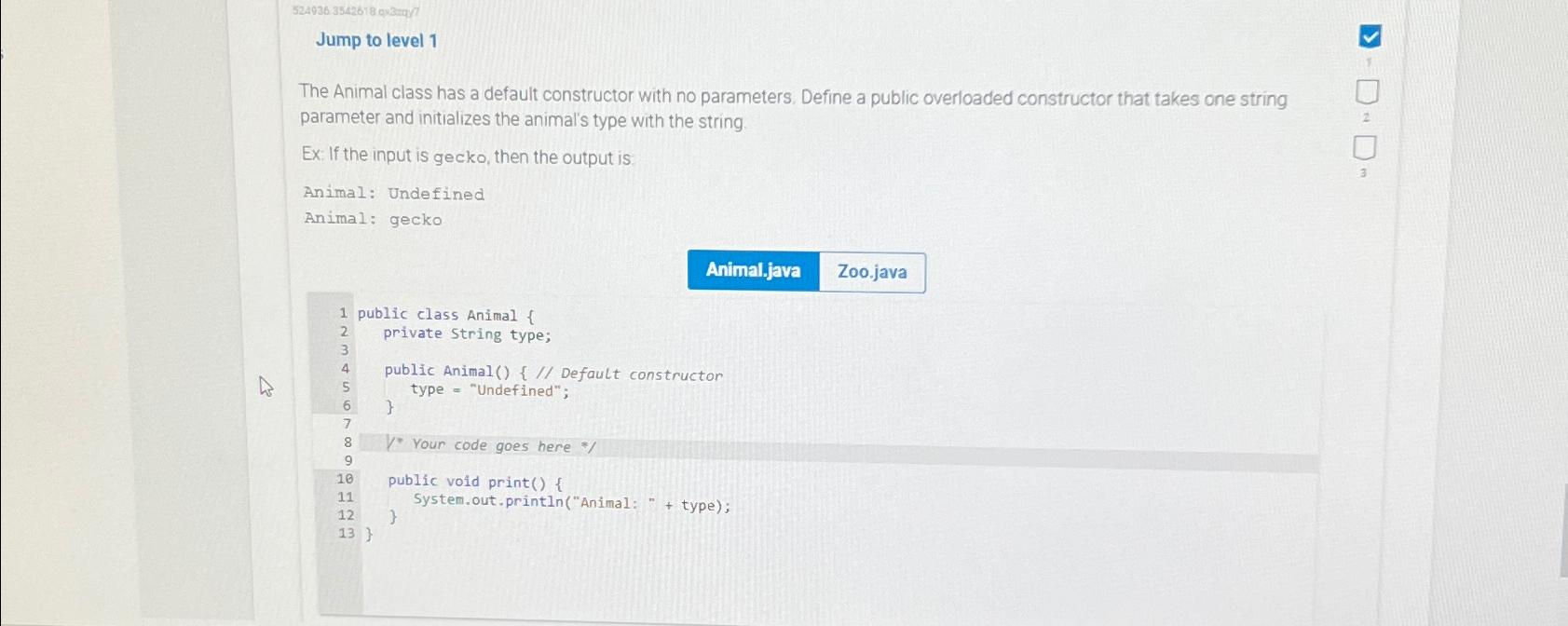 Solved 524936.3542618 ﻿qxazuy?Jump to level 1The Animal | Chegg.com