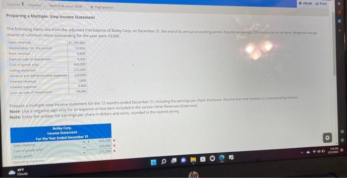 Solved Preparing a Muttiple- Step income Statement: shares | Chegg.com
