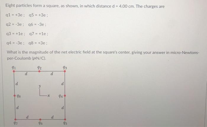 Solved Eight particles form a square, as shown, in which | Chegg.com