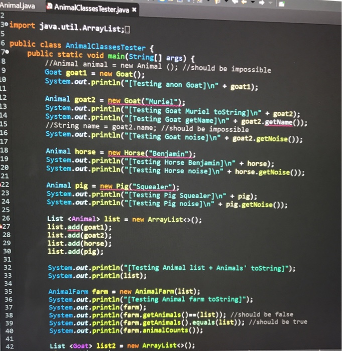 Solved The following classes are included (listed | Chegg.com