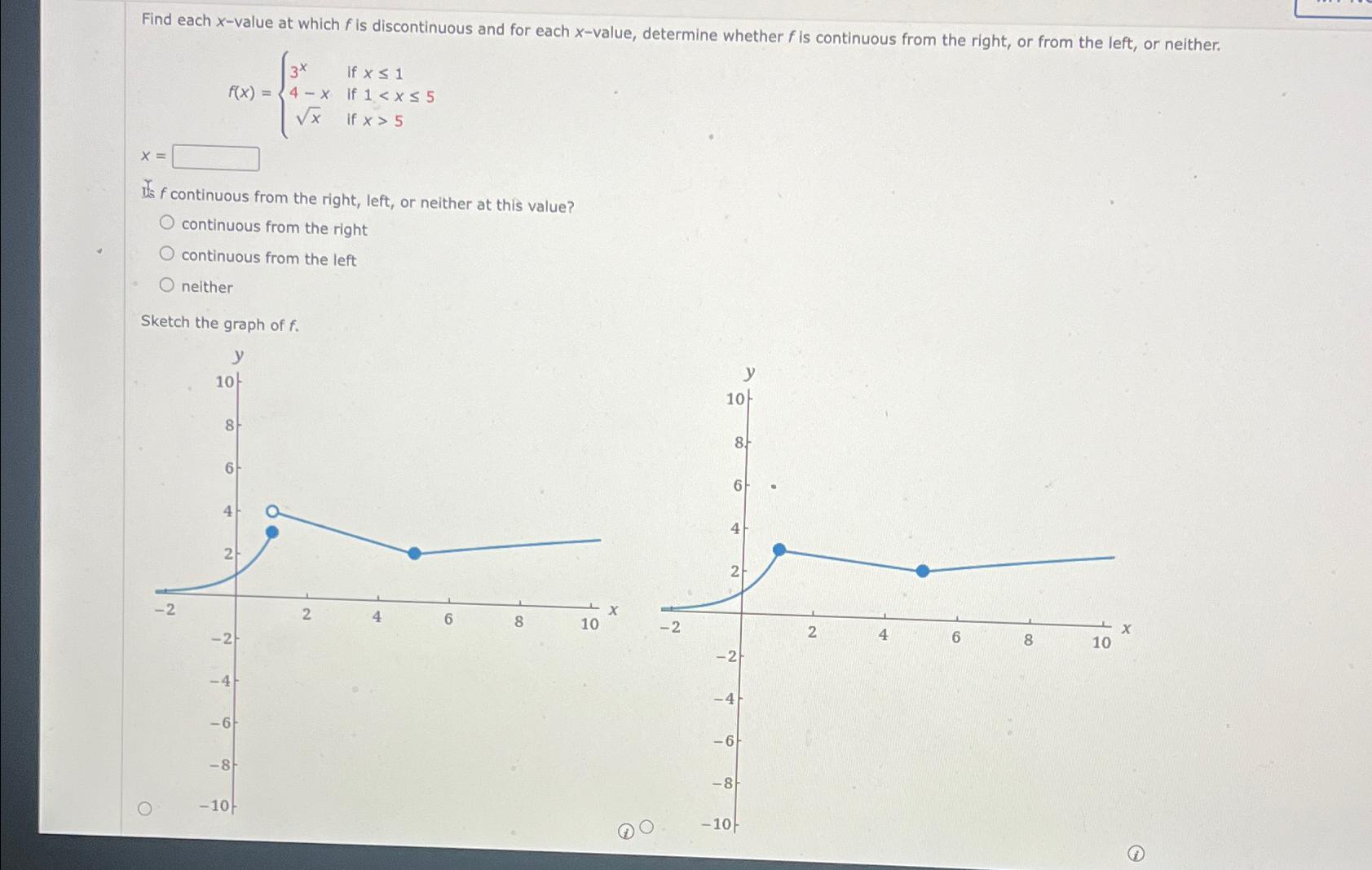 Solved Find each x-value at which f ﻿is discontinuous and | Chegg.com