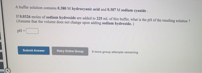 Solved A buffer solution contains 0.380 M hydrocyanic acid | Chegg.com