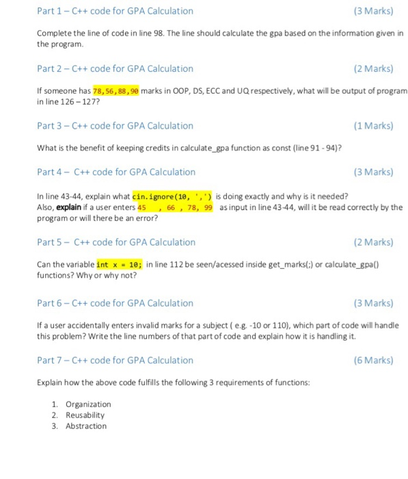 Solved Consider the following code to calculate GPA of a | Chegg.com