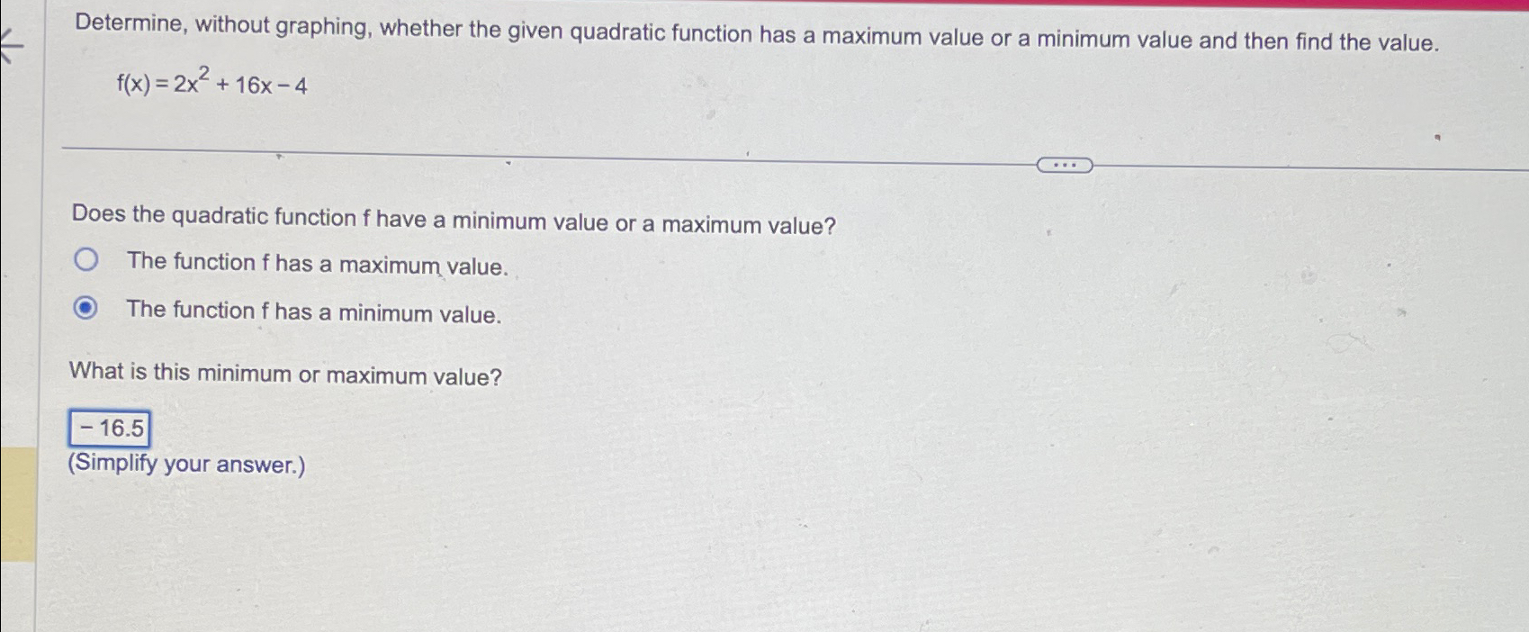Determine, without graphing, whether the given | Chegg.com