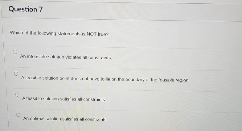 Solved Question 7Which of the following statements is NOT | Chegg.com