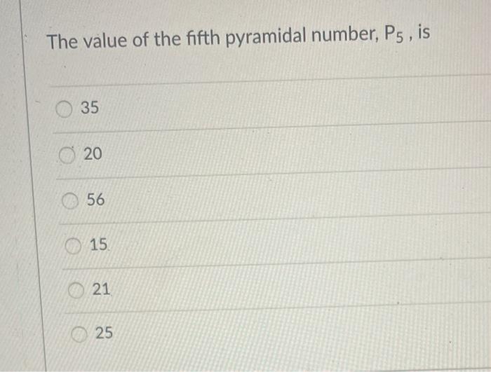 Solved The value of the third pyramidal number, P3, is 6 3 | Chegg.com