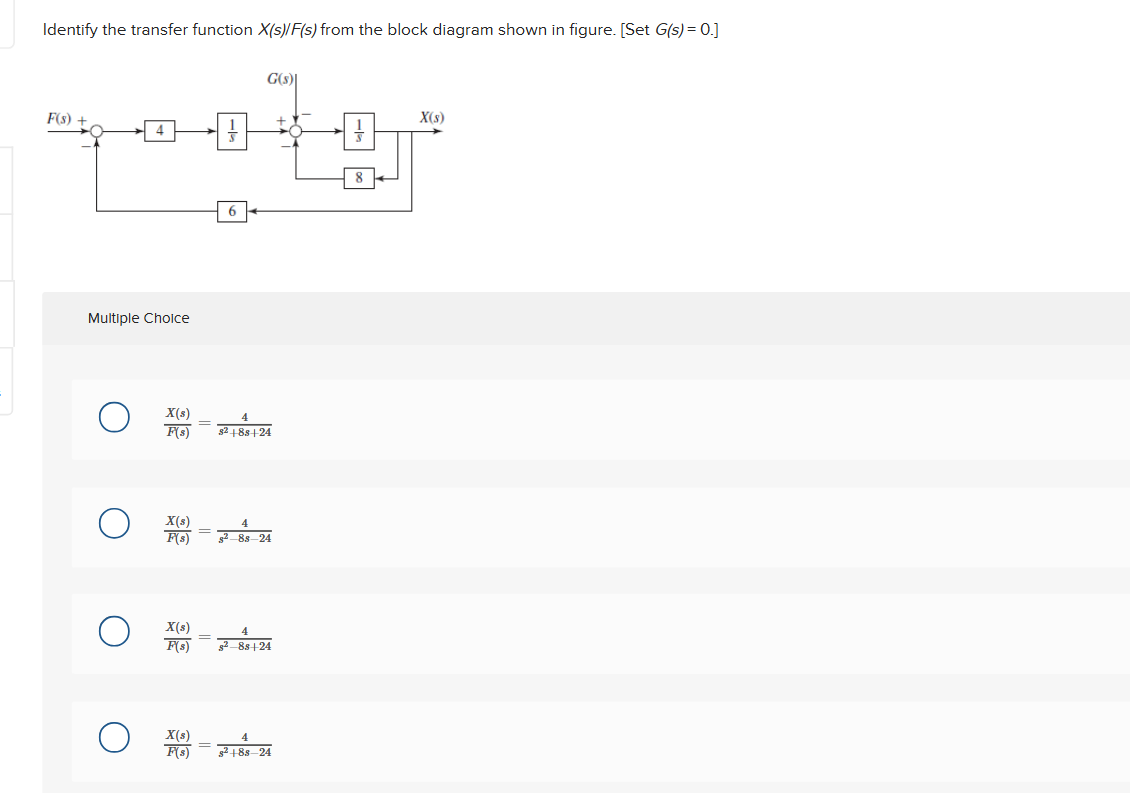 Solved Identify the transfer function xsF(s) ﻿from the block | Chegg.com
