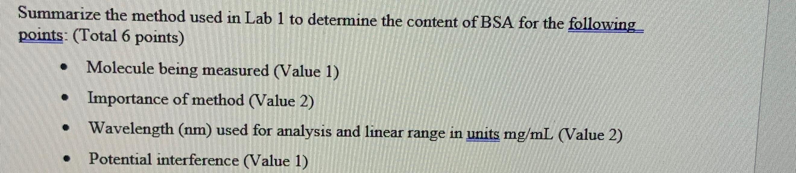 Solved Summarize the method used in Lab 1 ﻿to determine the | Chegg.com